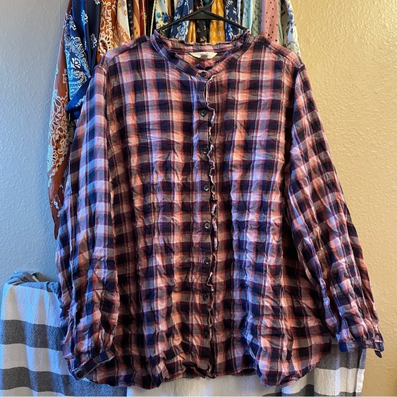 Terra & Sky | Tops | Womens Terra Sky Magenta Plus Size Plaid Flannel ...